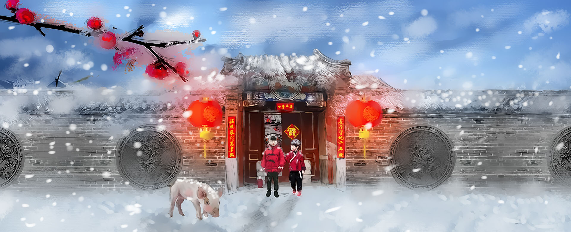 过大年PSSAI手绘海报-PS前期处理-羽兔网