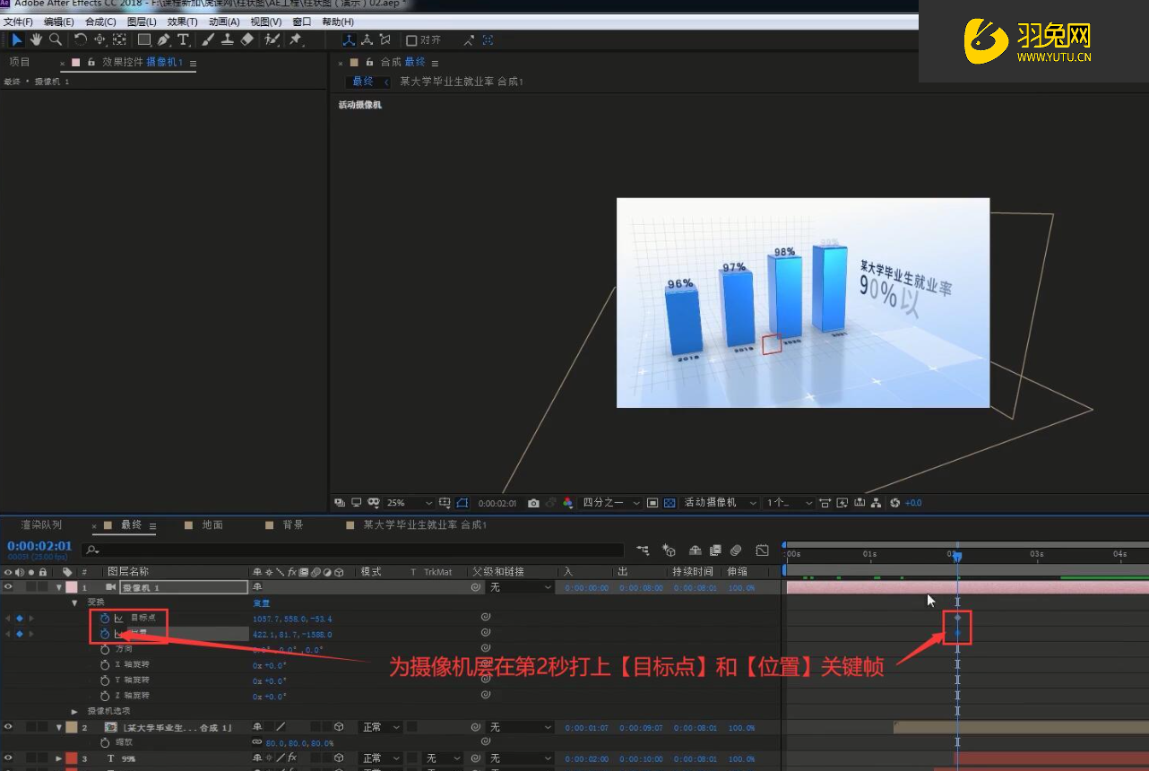 AE制作3D动态效果柱状图教程，超炫酷！