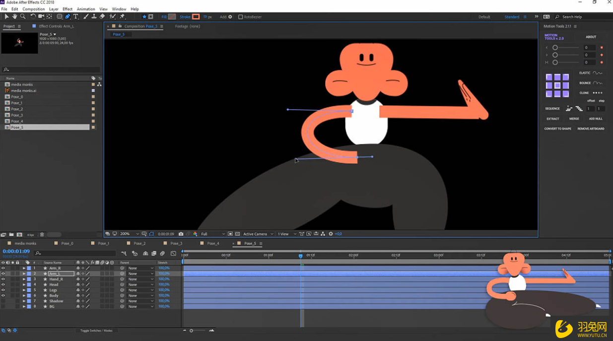 如何制作AE人物MG动画-羽兔网
