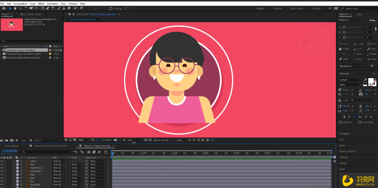 如何制作AE人物MG动画-羽兔网