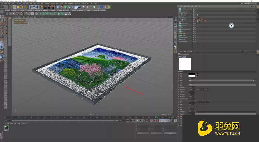 C4D动画制作教程：C4D怎么制作布料形态粒子飘散汇聚图案动画？-羽兔网